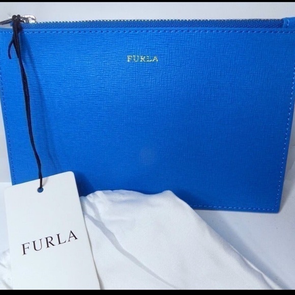 Furla | Bags | Rare Furla Babylon Ceruleo Leather Envelope Pouch Nwt ...